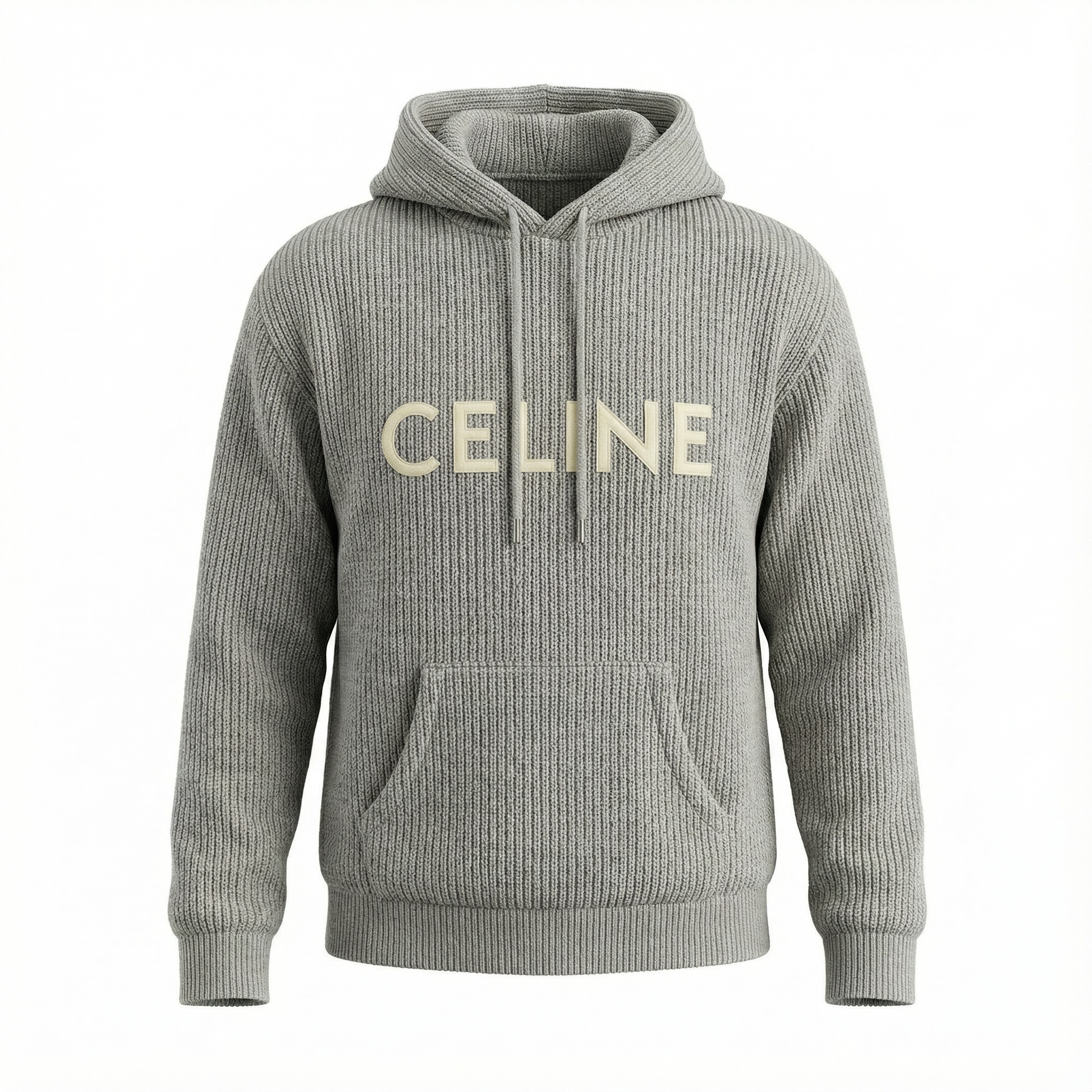 Celine Signature Knit Hoodie – Soft Beige – bianco-store